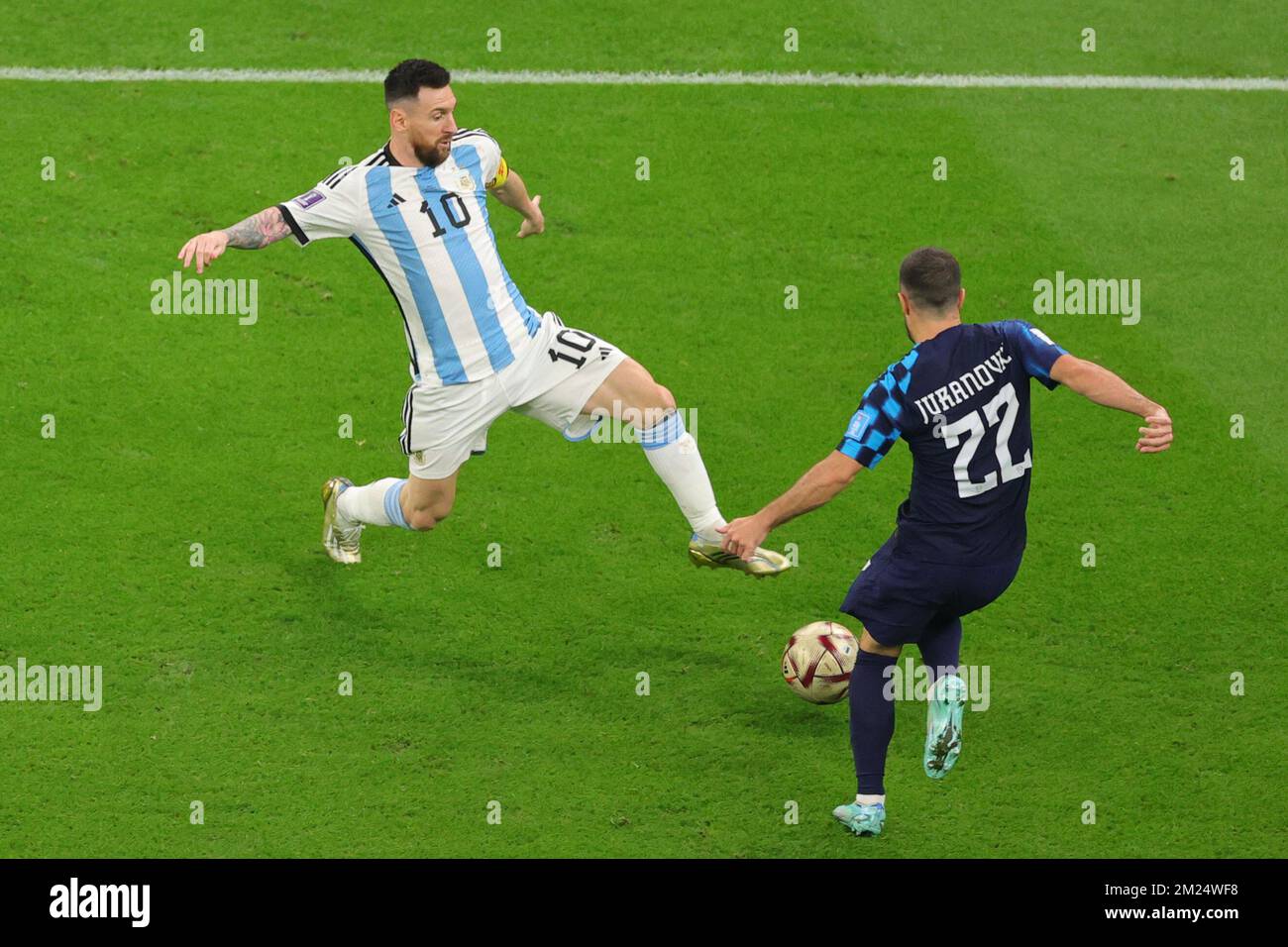 Lusail, Qatar. 13th Dec, 2022. Lionel Messi of Argentina and Josip ...