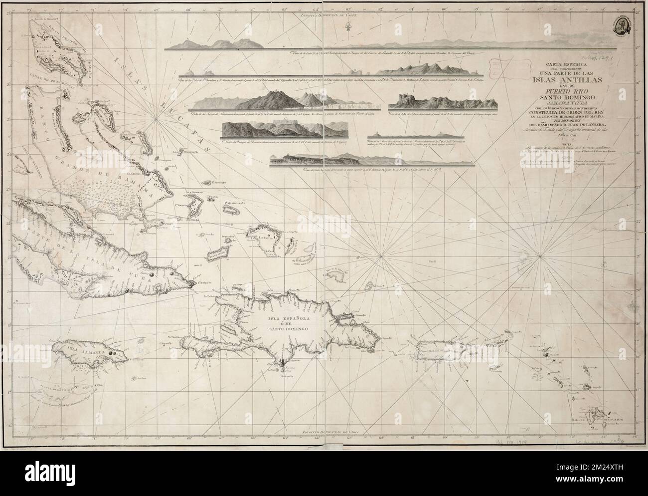 Carta esferica que comprende una parta de las Islas Antillas, las de ...