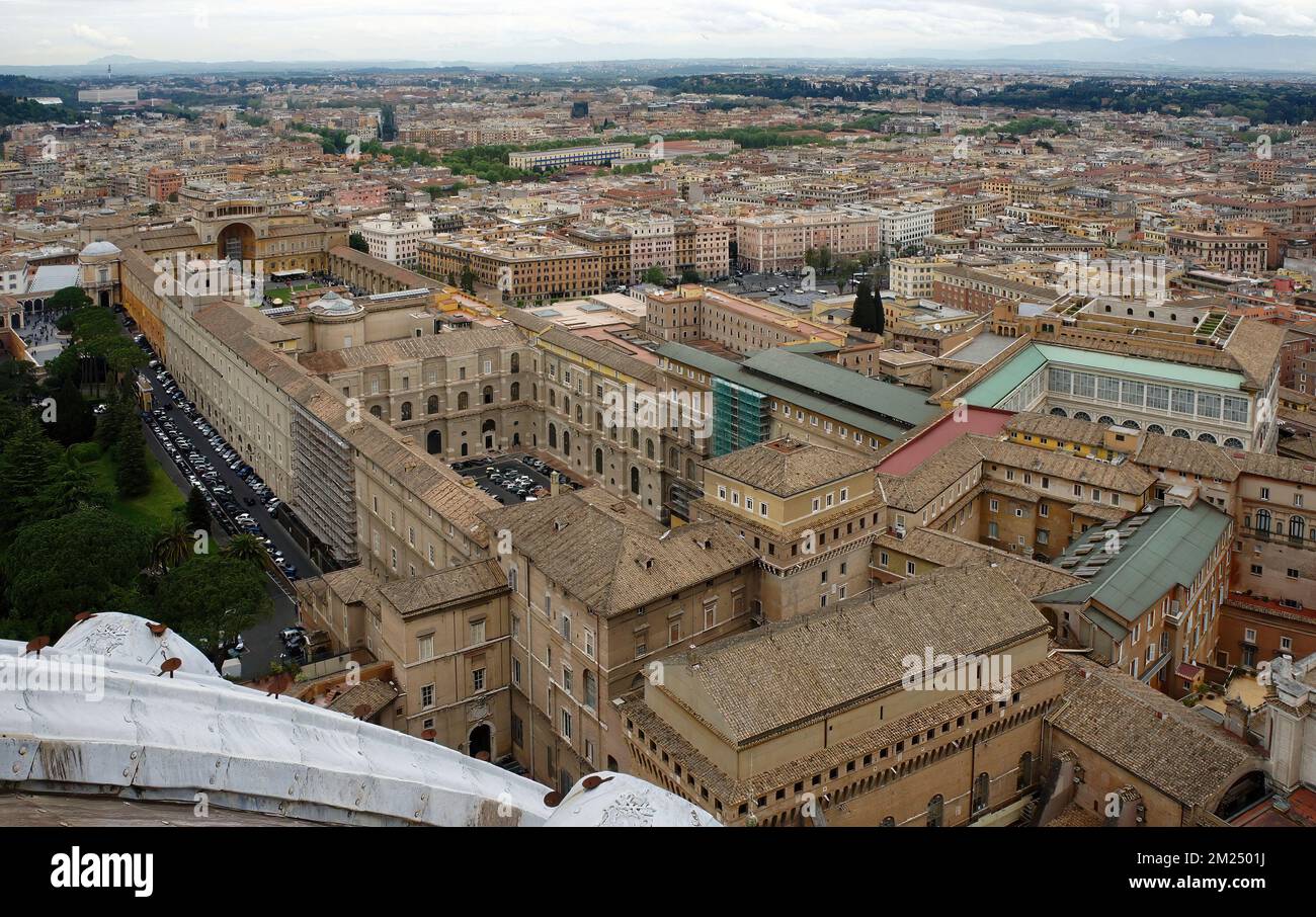 A panoramic view from above of Rome, the beautiful Italian capital ...