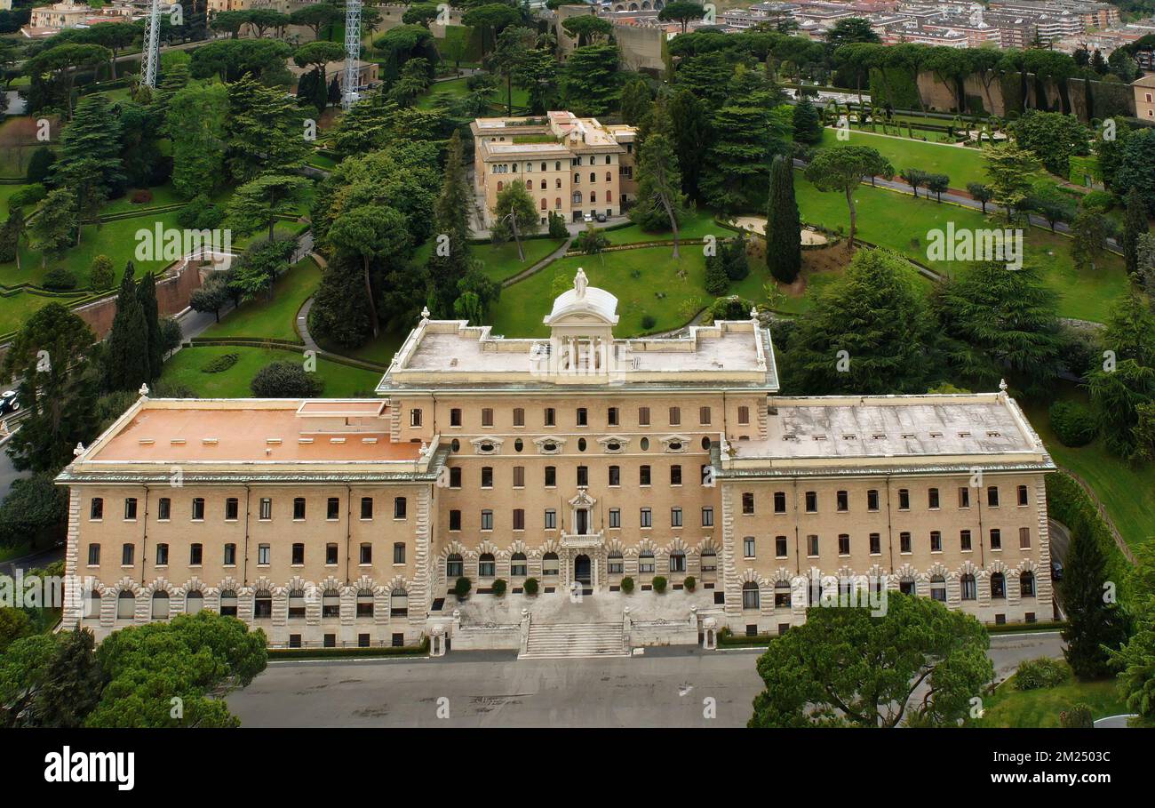 A panoramic view from above of Rome, the beautiful Italian capital ...