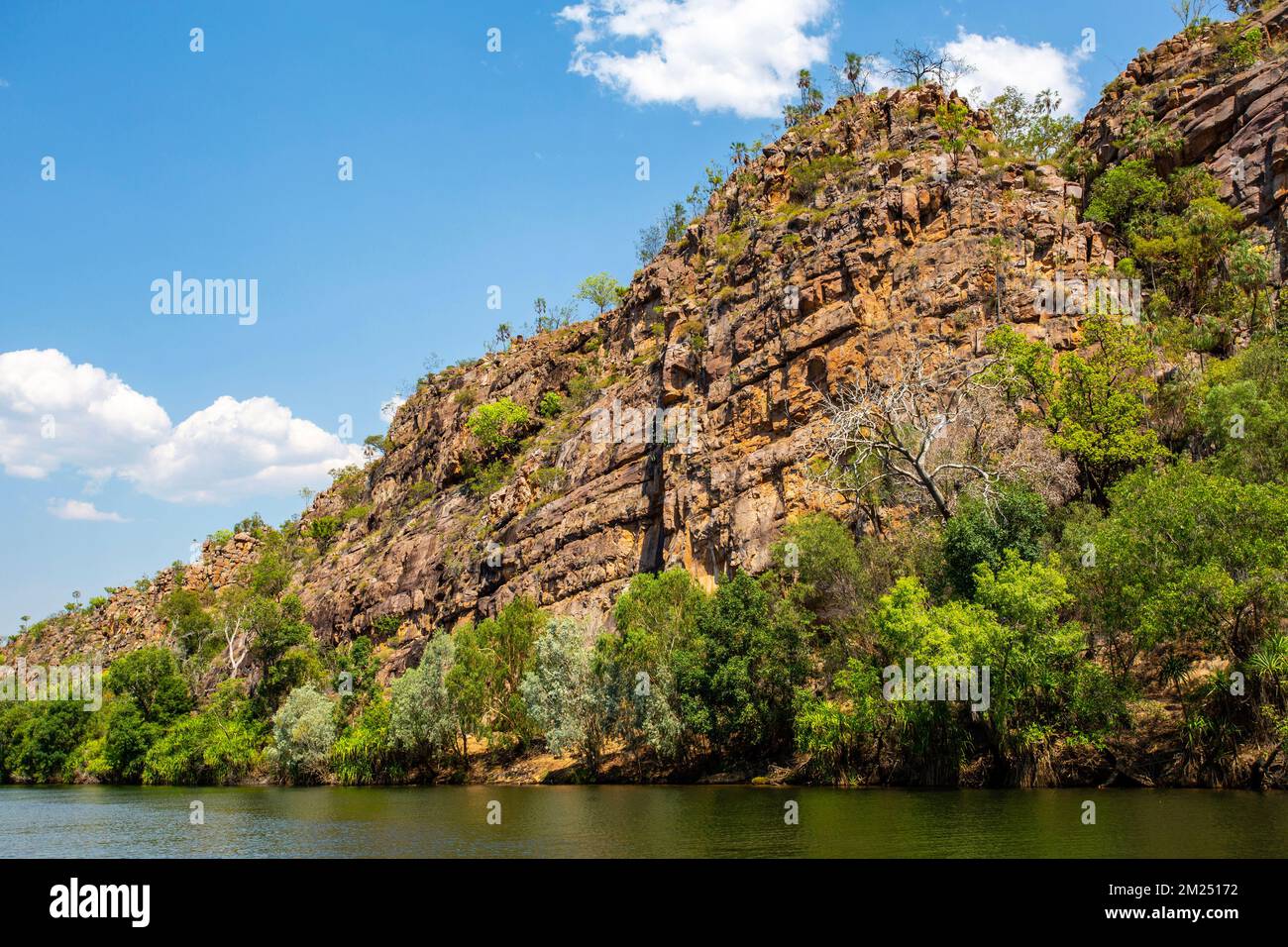 View of the Katherine River and its deep gorge carved through ancient ...