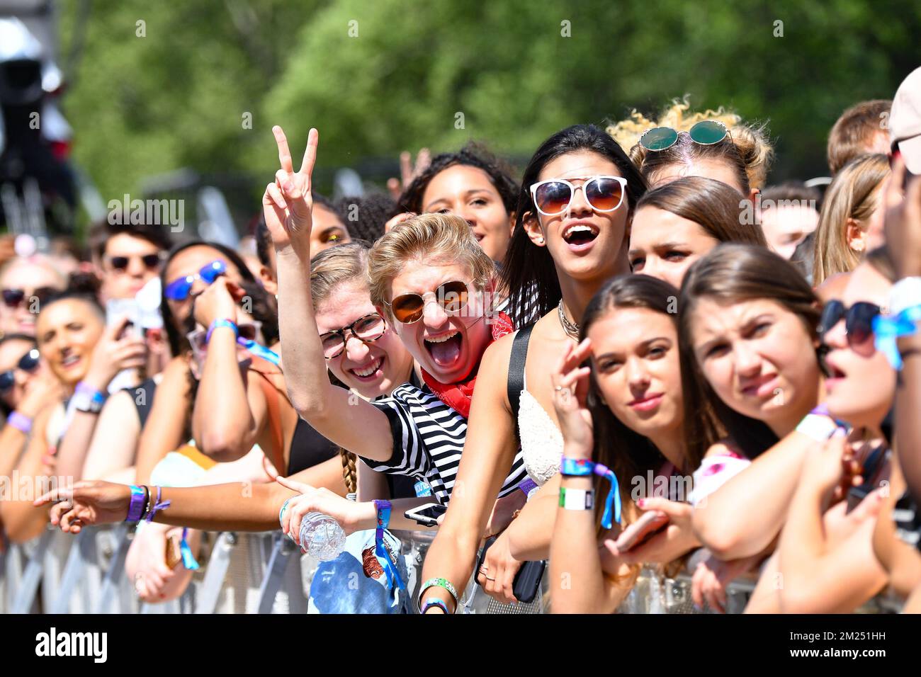 Crowd Fashion and Festival life at Governors Ball in New York Stock ...