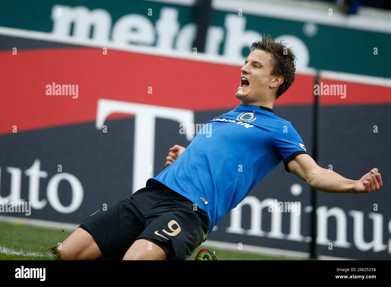 Club's Jelle Vossen celebrates after scoring during the Jupiler Pro ...