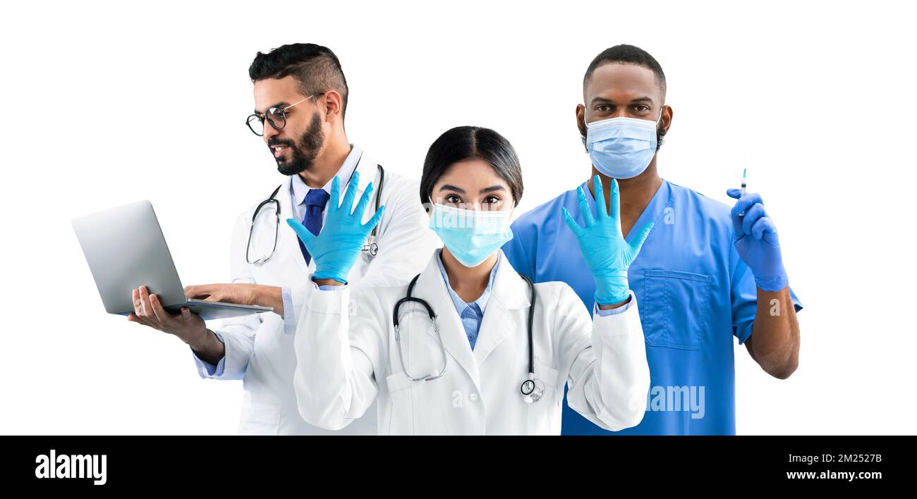 Healthcare. Collage With Multiethnic Doctors In Uniform Posing Isolated ...