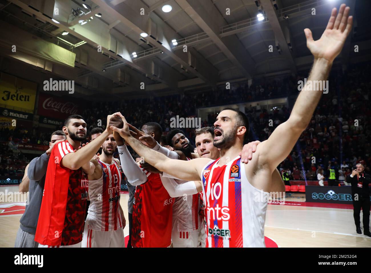 Belgrade, Serbia, 13 December 2022. The players of Crvena Zvezda mts ...