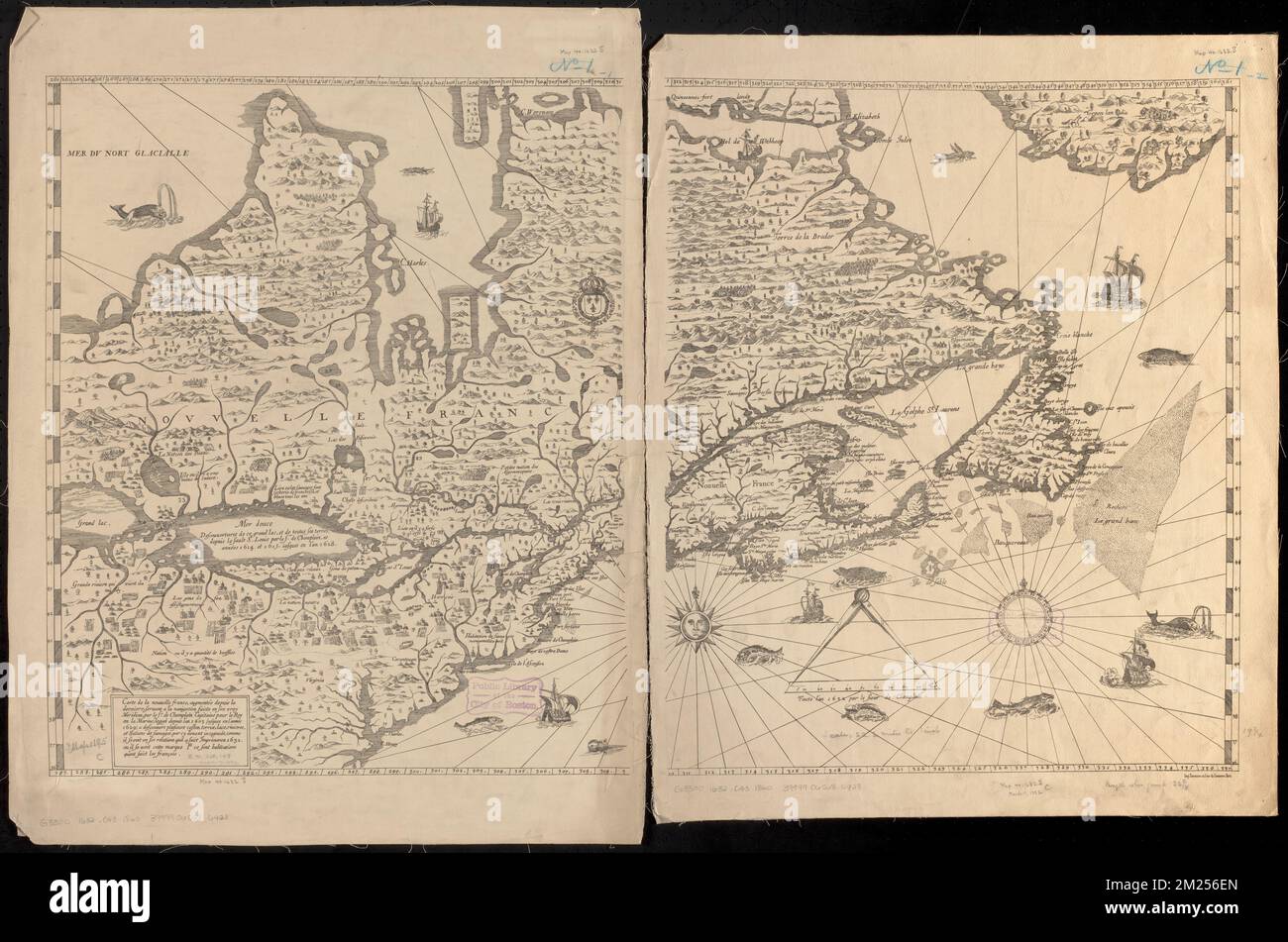 Champlain carte de la nouvelle france hi-res stock photography and ...