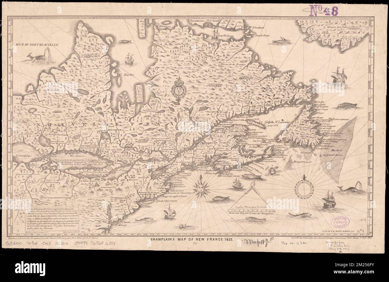 Champlain carte de la nouvelle france hi-res stock photography and ...