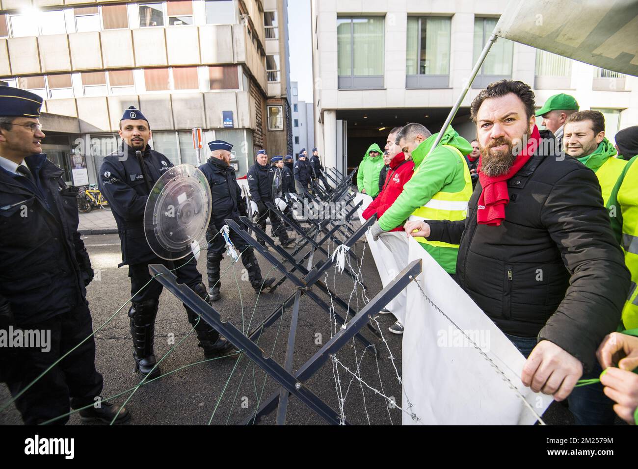 Illustration picture shows a demonstration of Caterpillar workers in ...