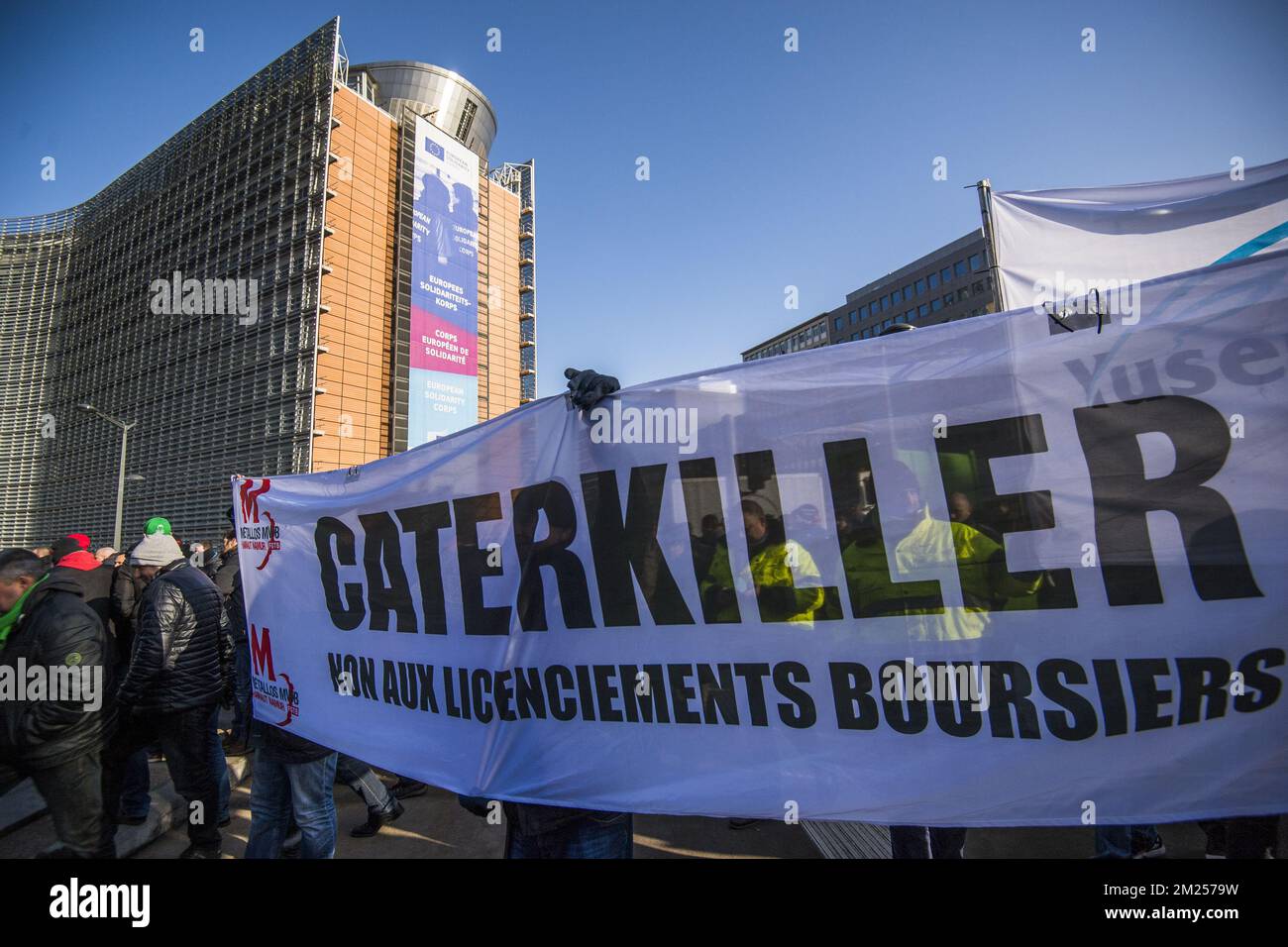 Illustration picture shows a demonstration of Caterpillar workers in ...