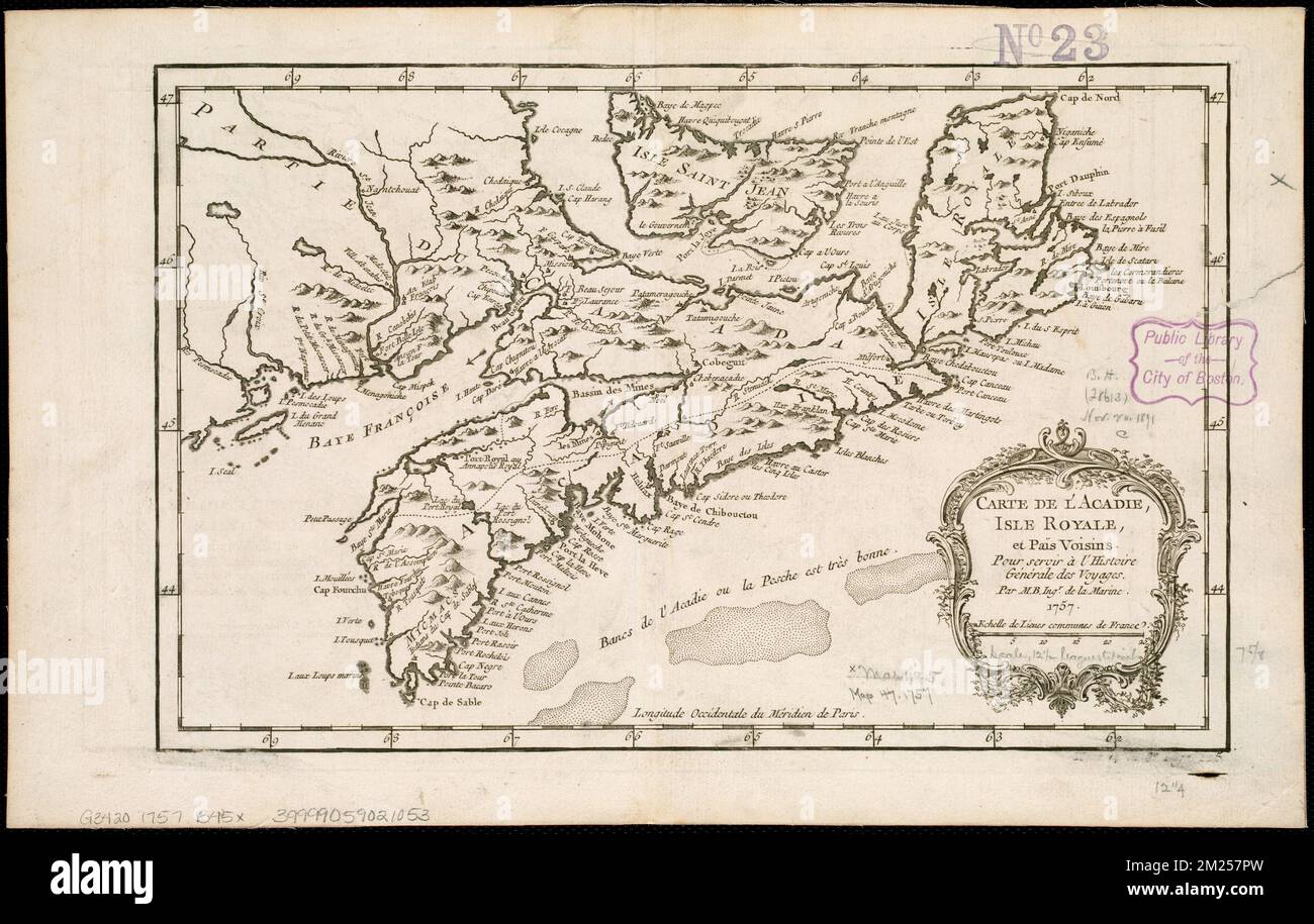 Carte de l'Acadie, Isle Royale, et Païs Voisins : pour servir à l ...