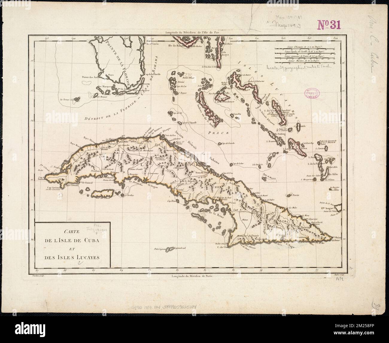 Carte de l'Isle de Cuba et des Isles Lucayes , Cuba, Maps, Early works ...