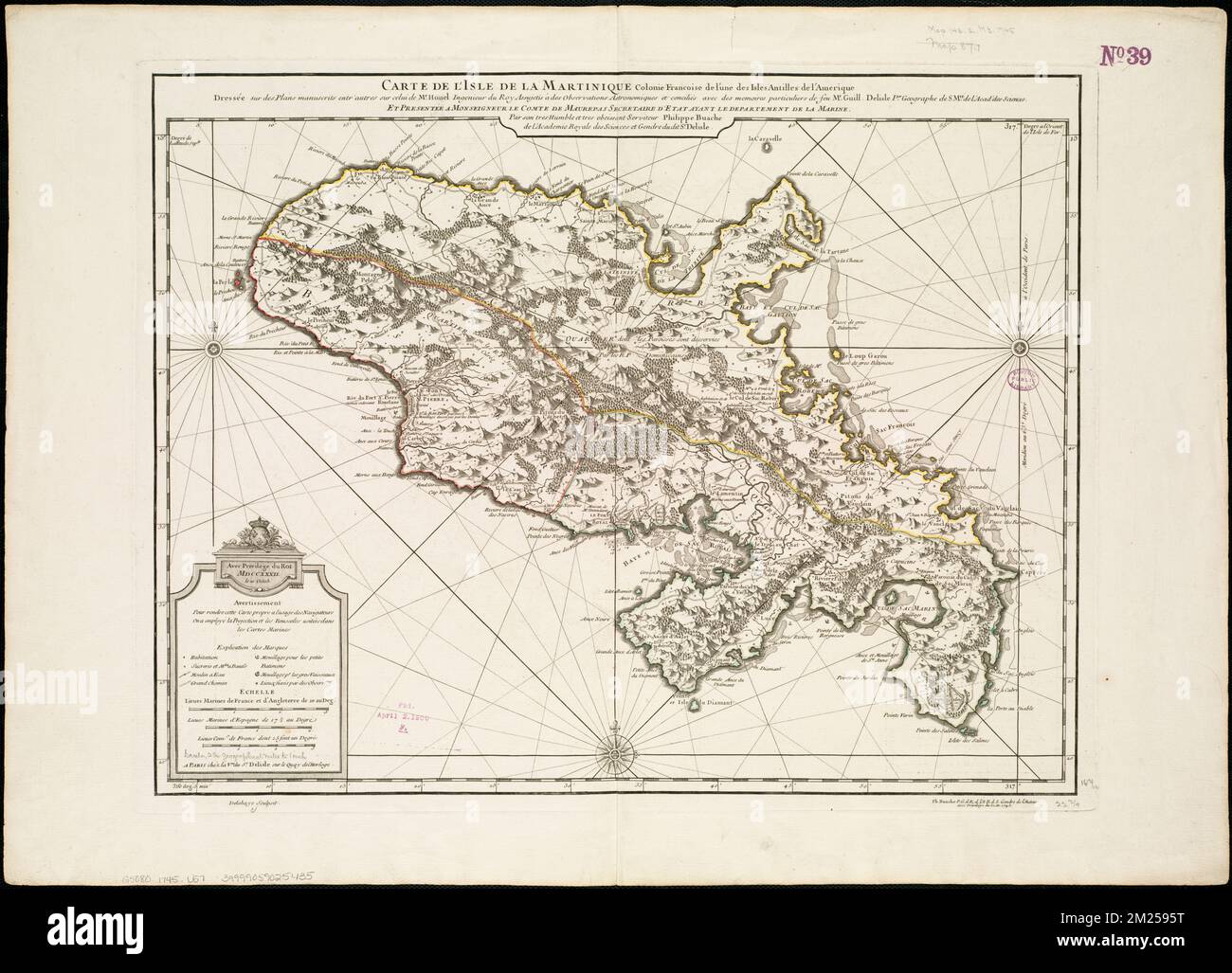 Carte de l'isle de la Martinique colonie Françoise de l'une des isles ...