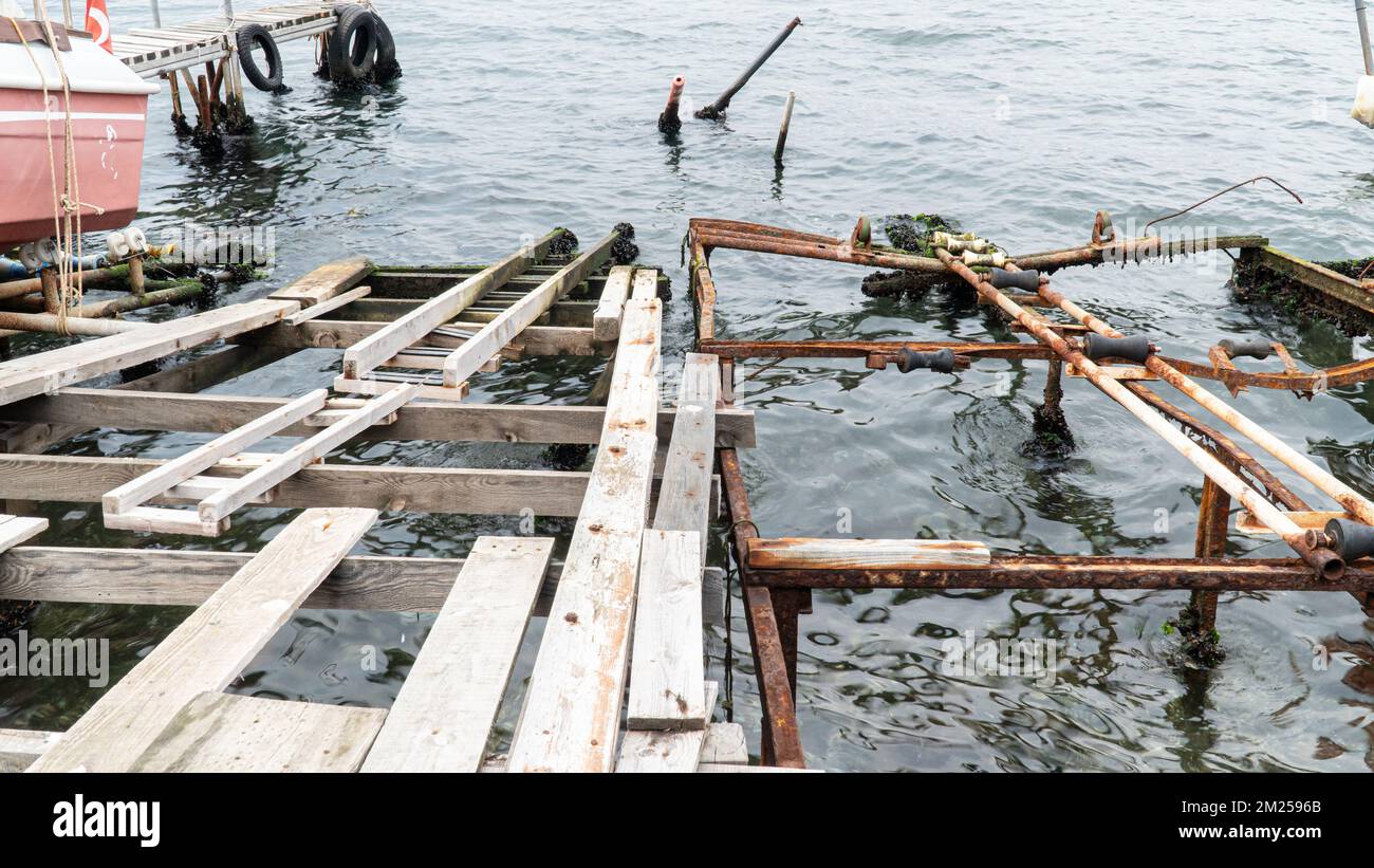 Boat ramp or boat parking platform. Rusty boat slipway Stock Photo - Alamy