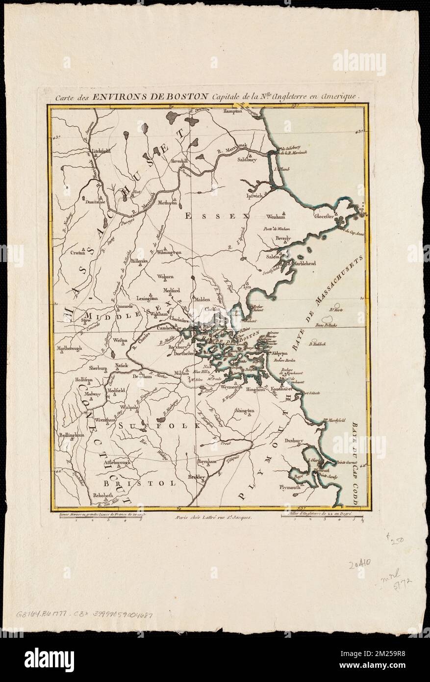 Carte des environs de Boston, capitale de la Nlle. Angleterre en ...