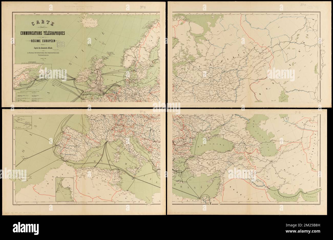 Carte des communications télégraphiques du régime européen , Telegraph ...