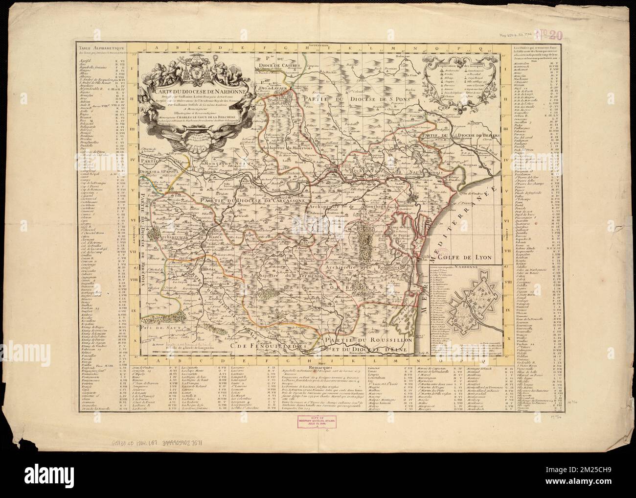 Carte du Diocese de Narbonne , Catholic Church. Diocese of Narbonne ...