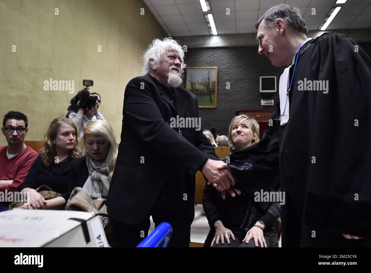 Jan Jacob, father of Jonathan and his lawyer Jef Vermassen (R) pictured ...