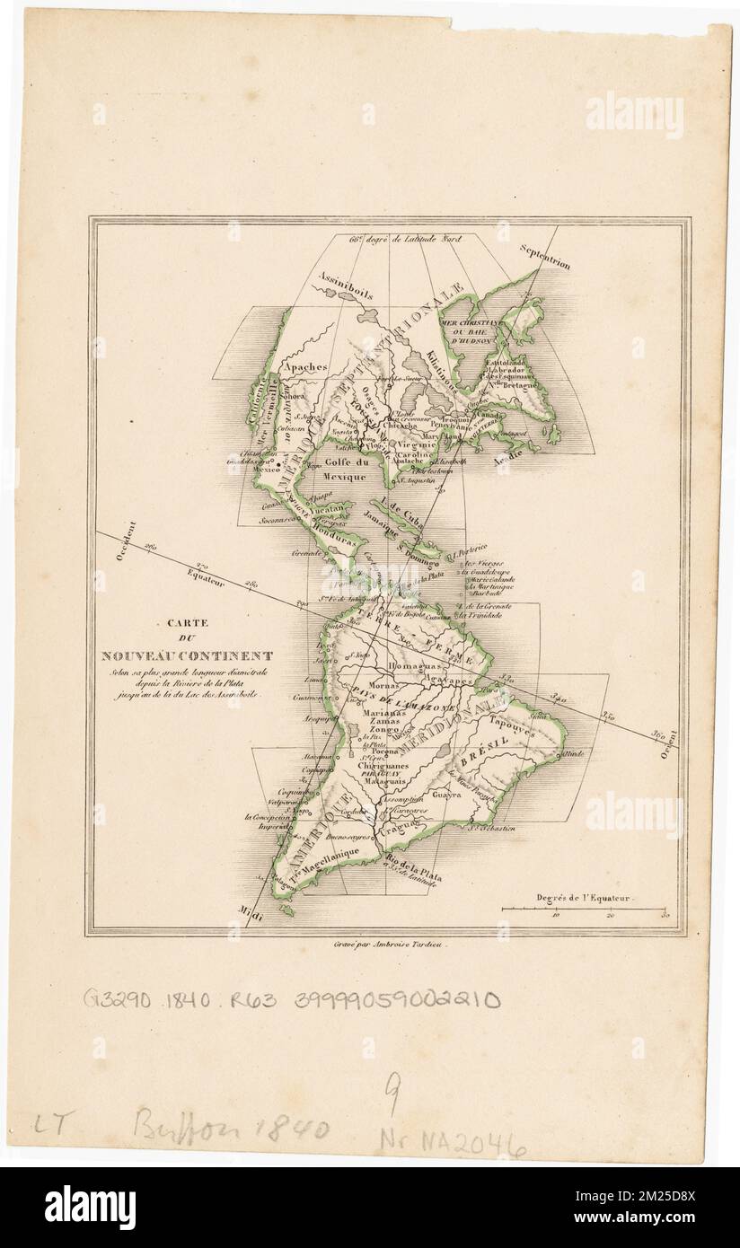Carte du nouveau continent : selon sa plus grande longueur diametrale ...