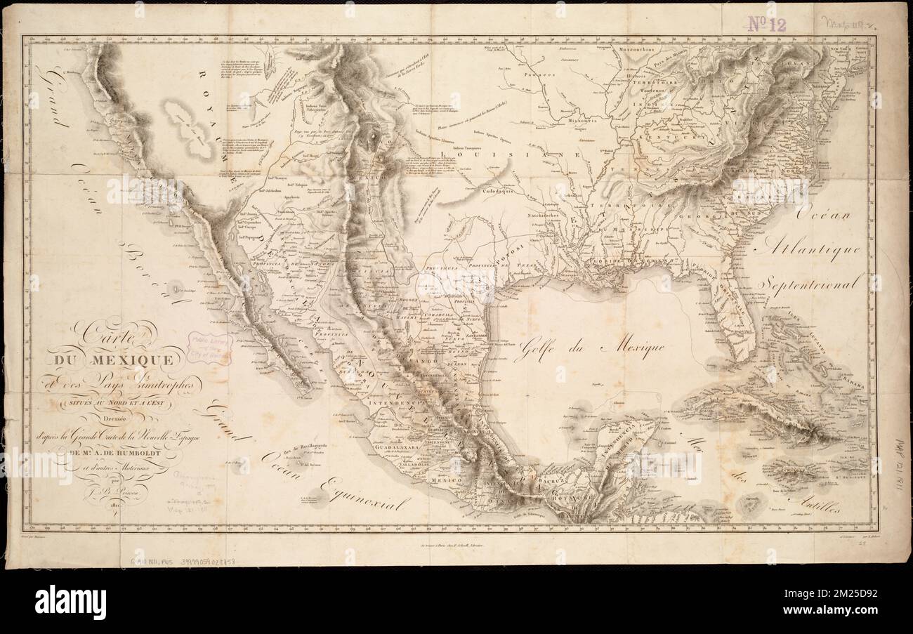 Carte du Mexique et des pays limitrophes situés au nord et à l'est ...