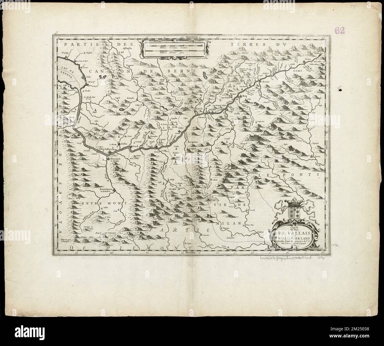 Carte du païs de Vallais, ou Wallis Der-Land , Valais Switzerland, Maps ...
