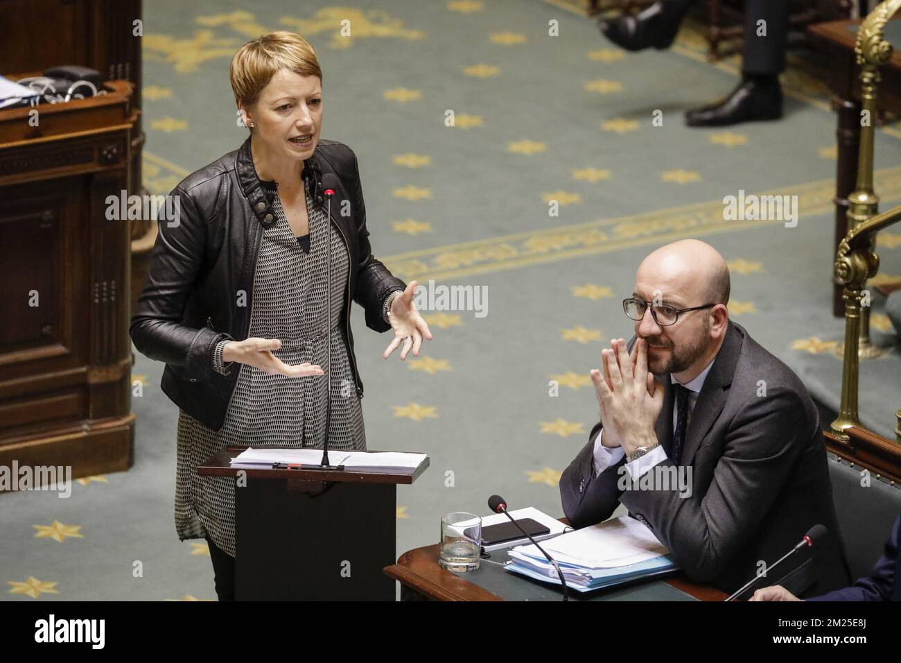 cdH's head of group, Catherine Fonck and Belgian Prime Minister Charles ...
