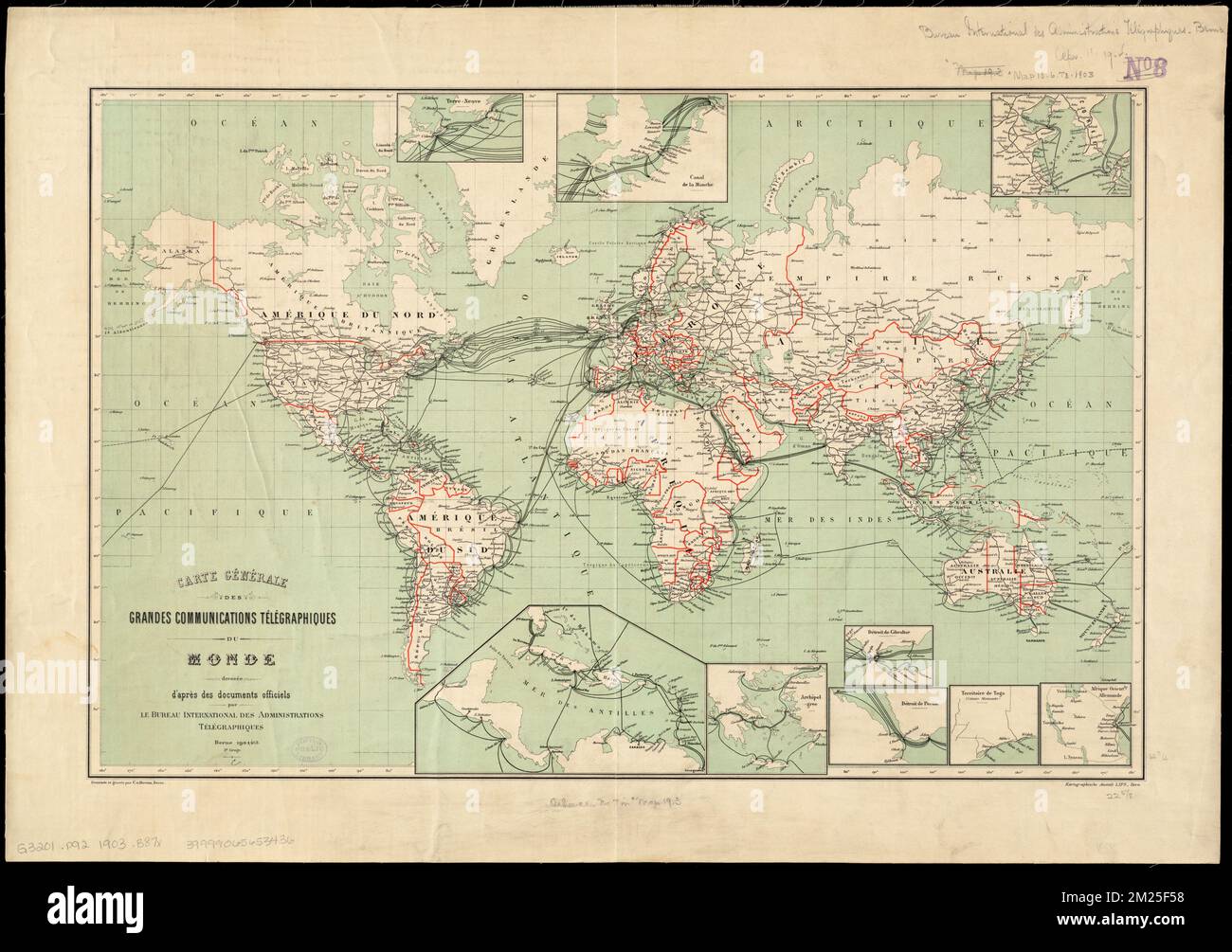 Carte générale des grandes communications télégraphiques du monde ...