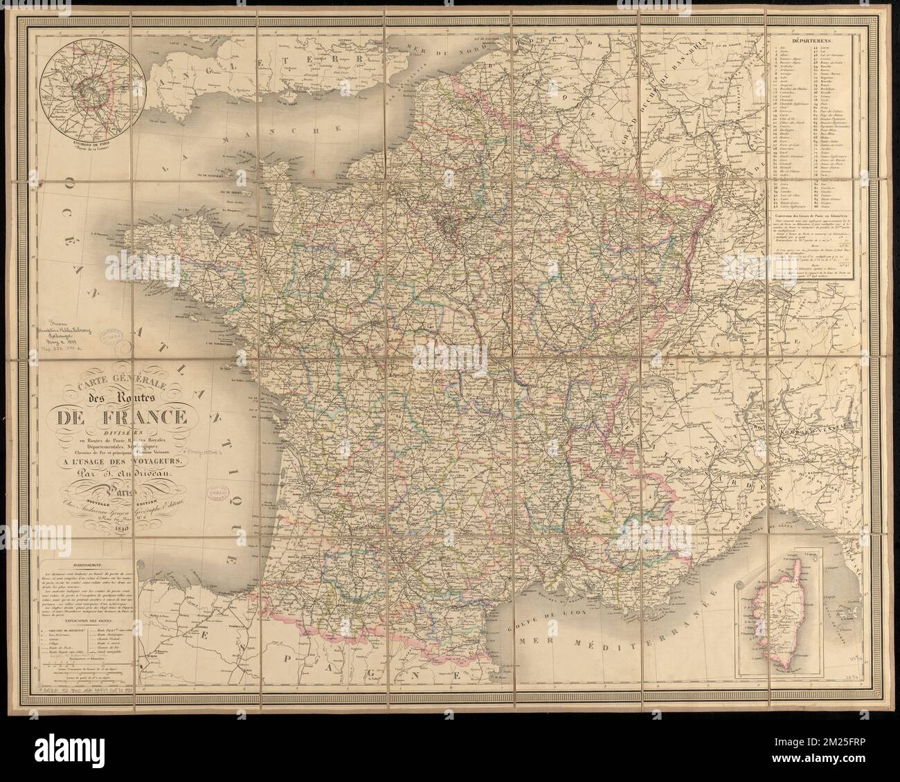 Carte générale des routes de France : divisées en routes de poste ...