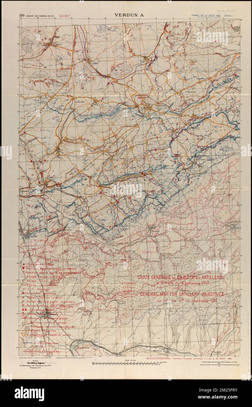 Carte générale des objectifs d'artillerie à la date du 9 Septembre 1918 ...
