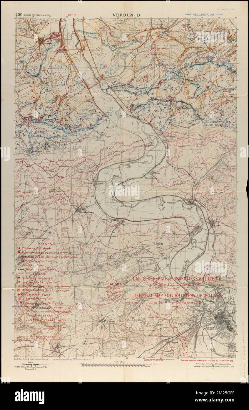 Carte générale des objectifs d'artillerie à la date du 9 Septembre 1918 ...