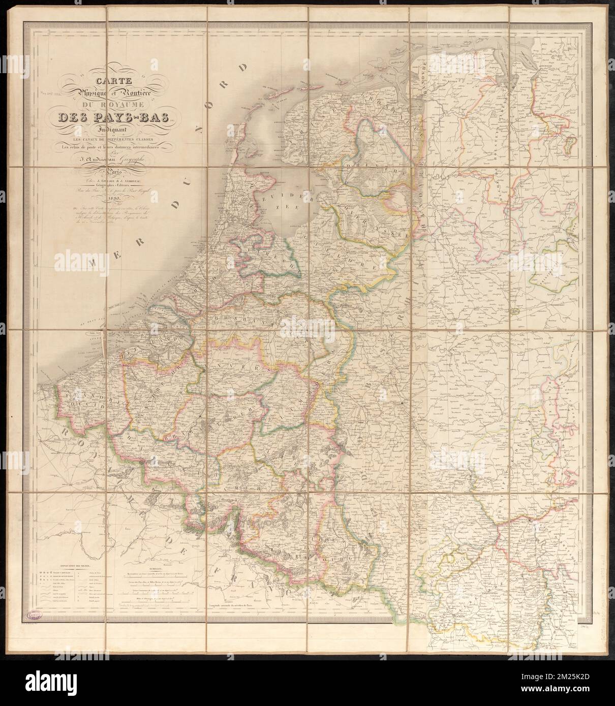 Carte physique et routière du royaume des Pays-Bas : indiquant les ...