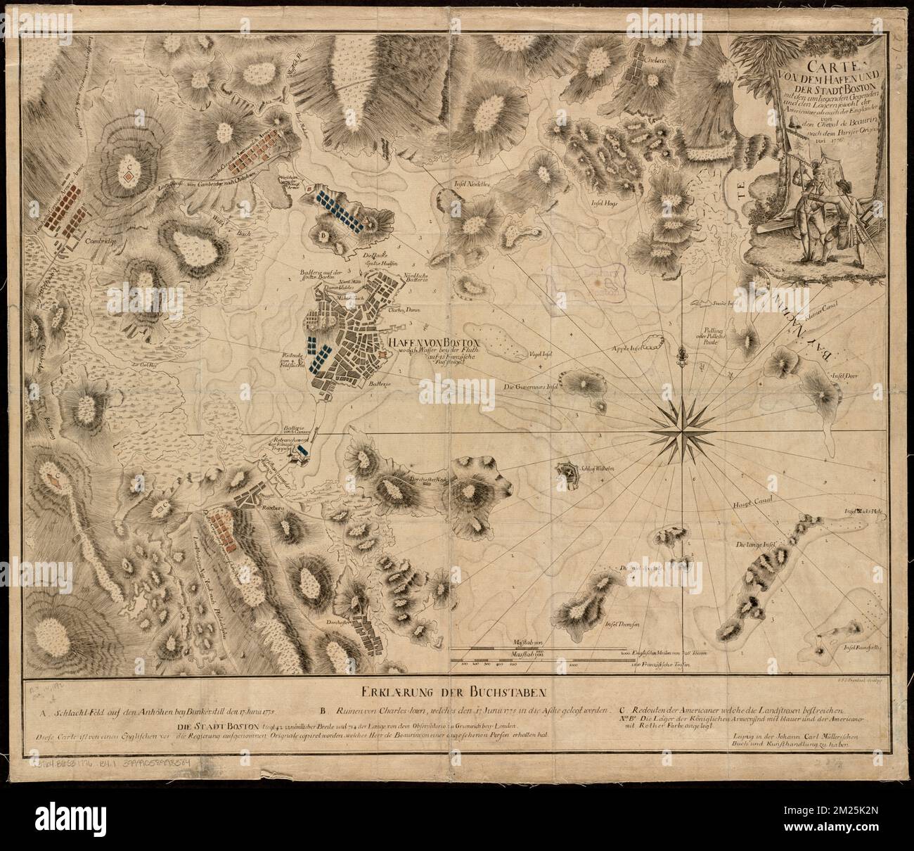 Carte von dem Hafen und der Stadt Boston : mit den umliegenden Gegenden ...