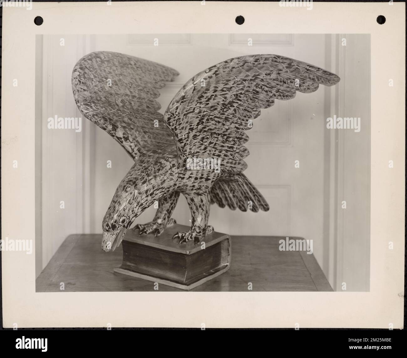 Carved and painted wooden eagle (on book) , Ship figureheads. The ...