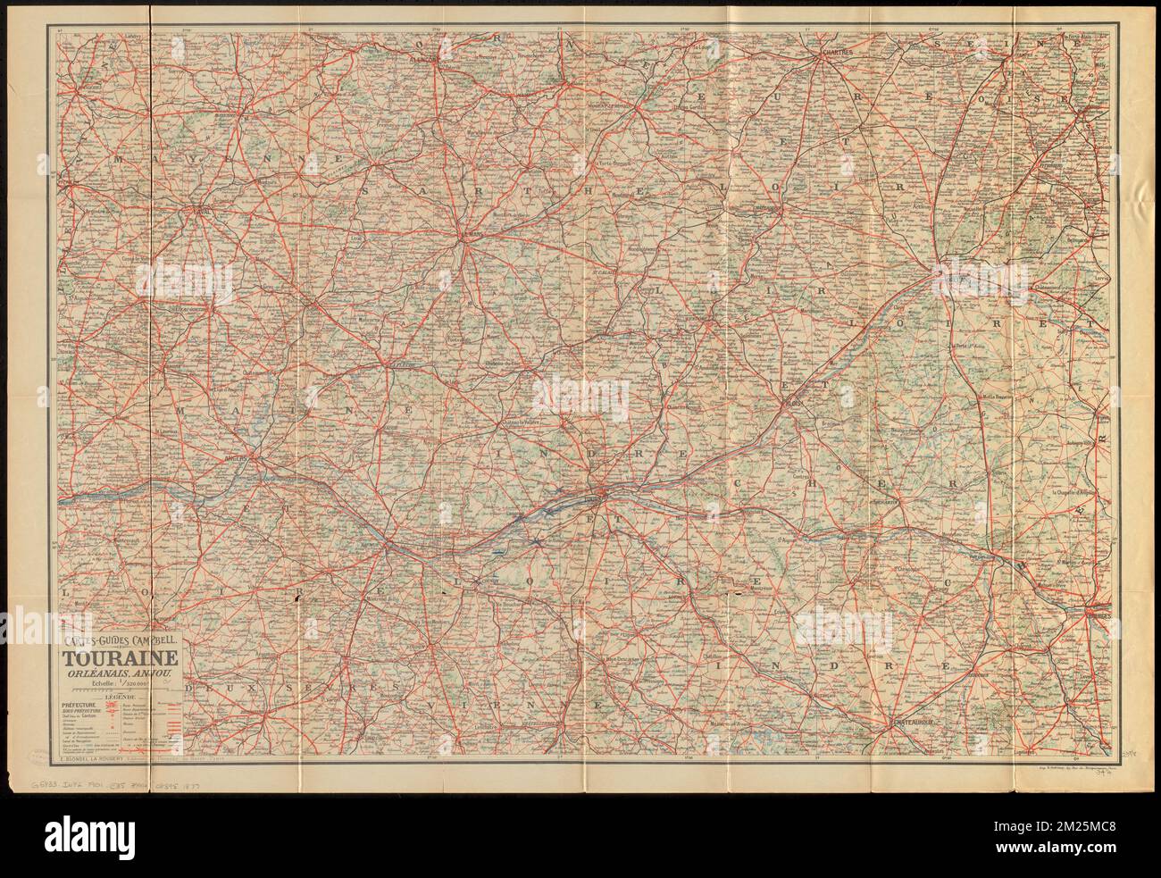 Cartes-guides Campbell Touraine, Orléanais, Anjou , Roads, France ...