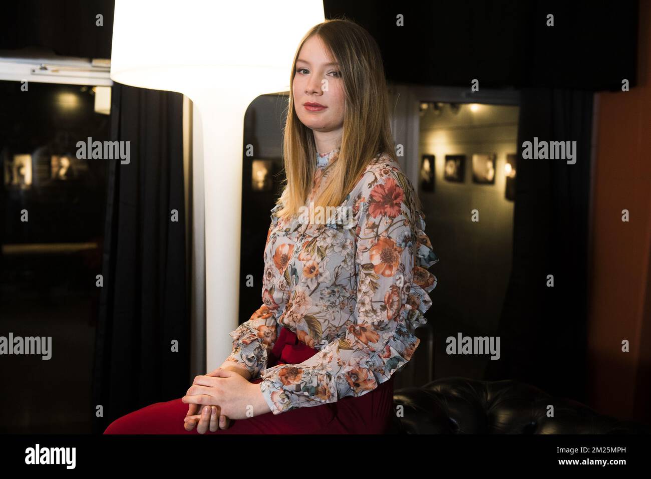 Ellie Delvaux, alias Blanche poses for the photographer after a press ...