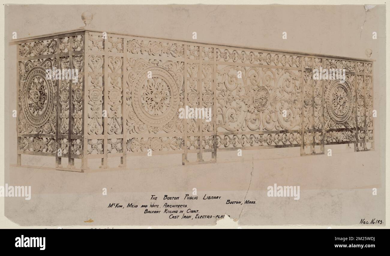 Cast iron railing for special library balconies, construction of the ...