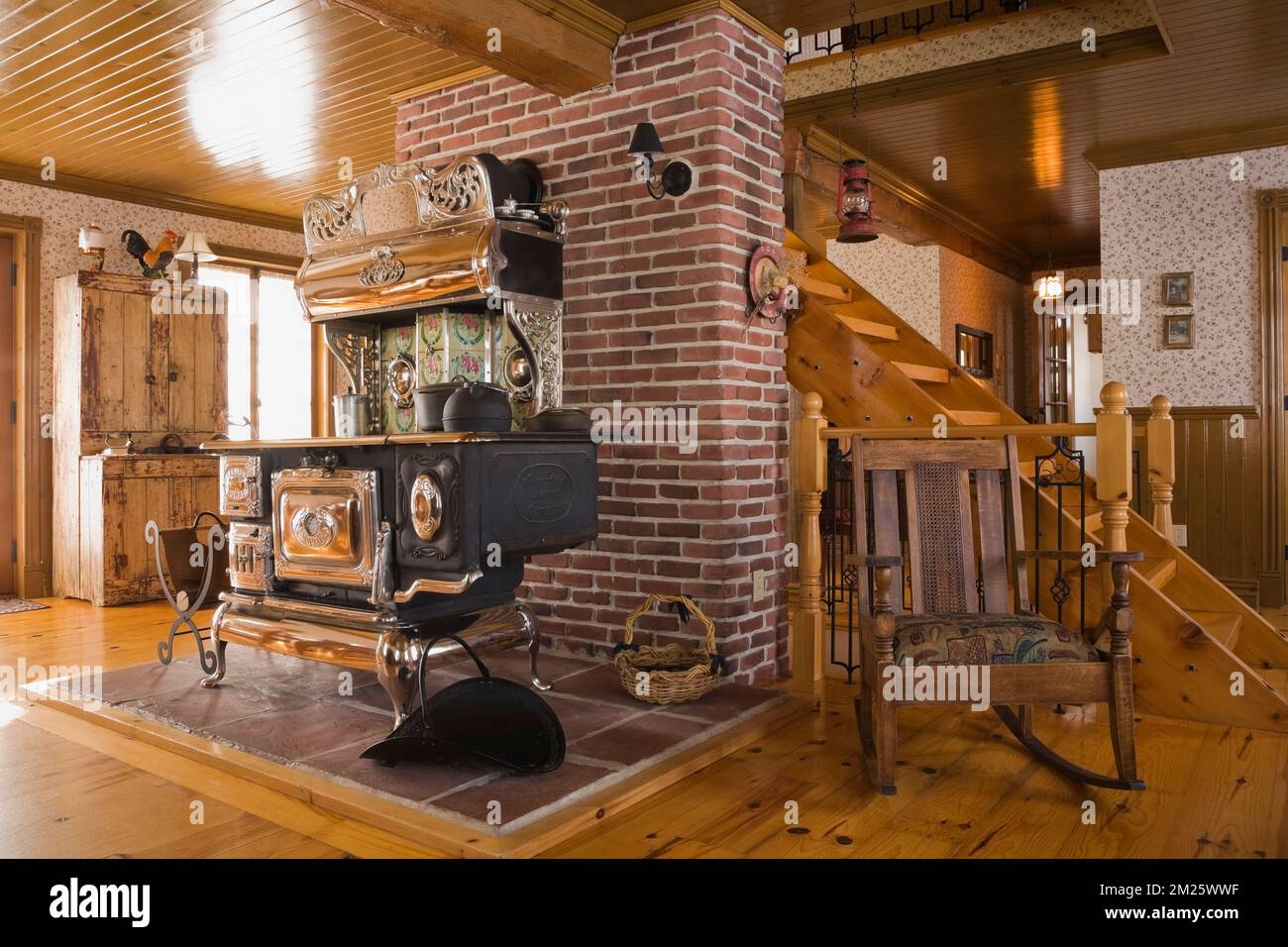 Antique Legare's Rural antique wood burning stove in living room inside ...