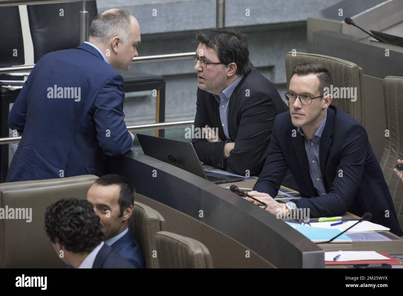 Groen's Bjorn Rzoska, Groen's Wouter Van Besien and sp.a's Rob Beenders ...
