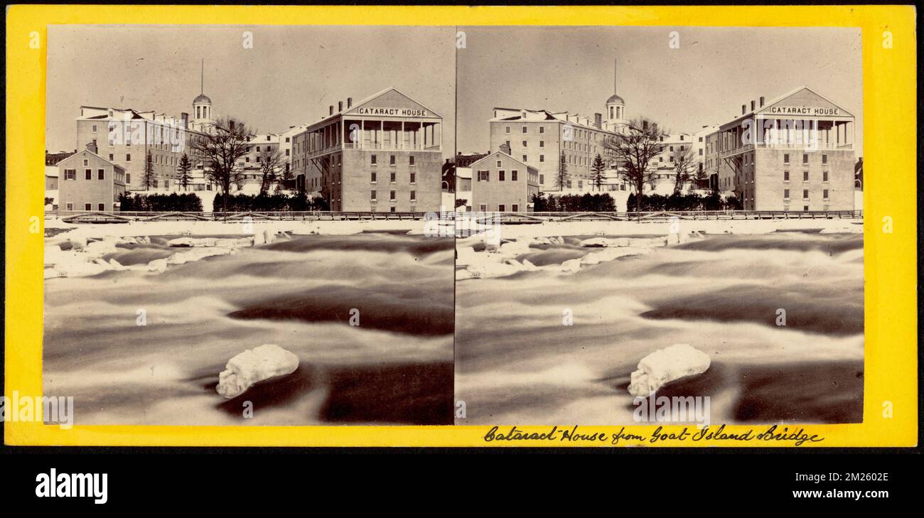 Cataract House from Goat Island bridge , Hotels, Rapids, Rivers Stock ...