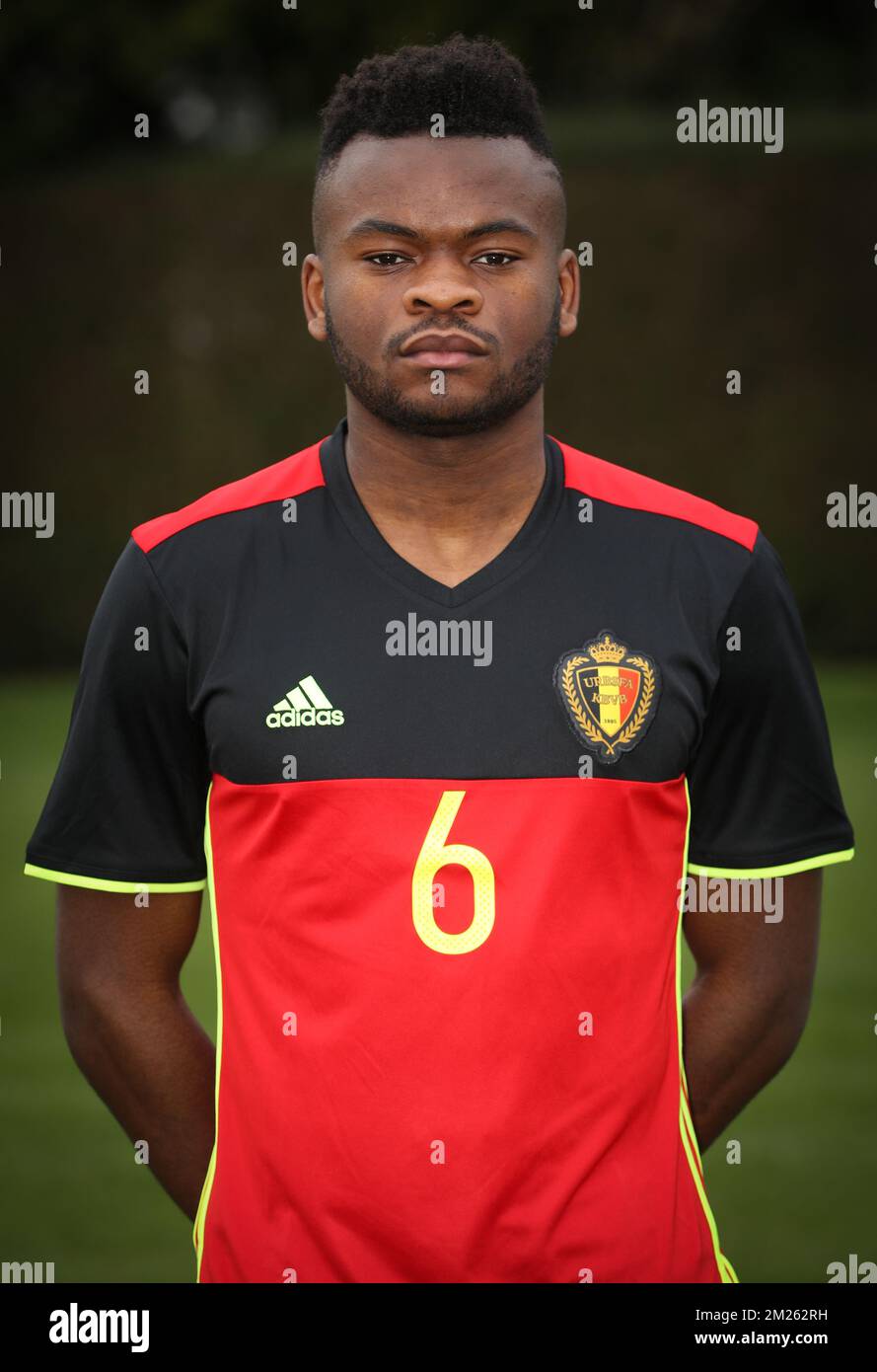 Belgium's Aristote Nkaka pictured during a training session of the U21 ...