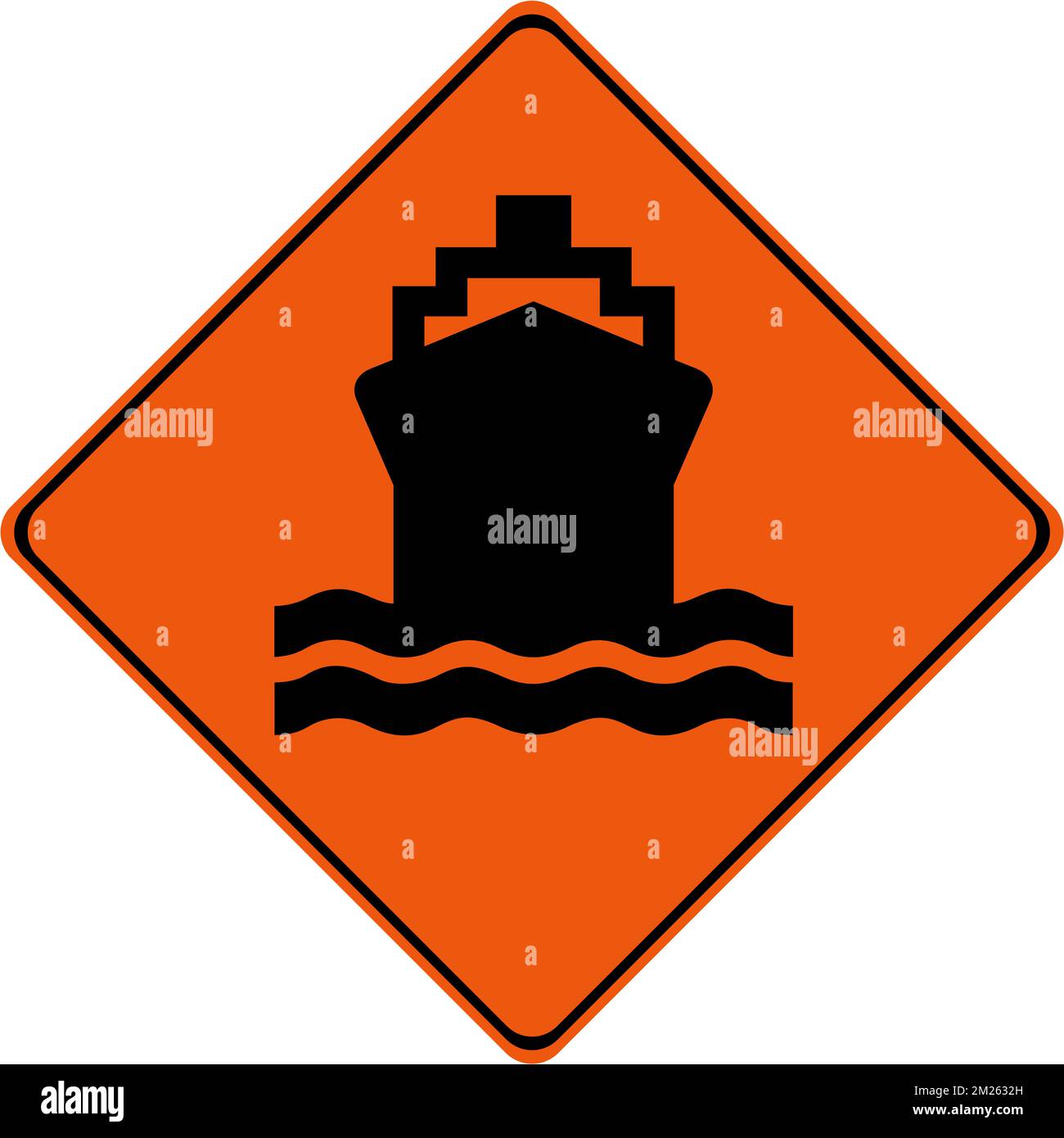Warning sign with ship symbol Stock Photo - Alamy