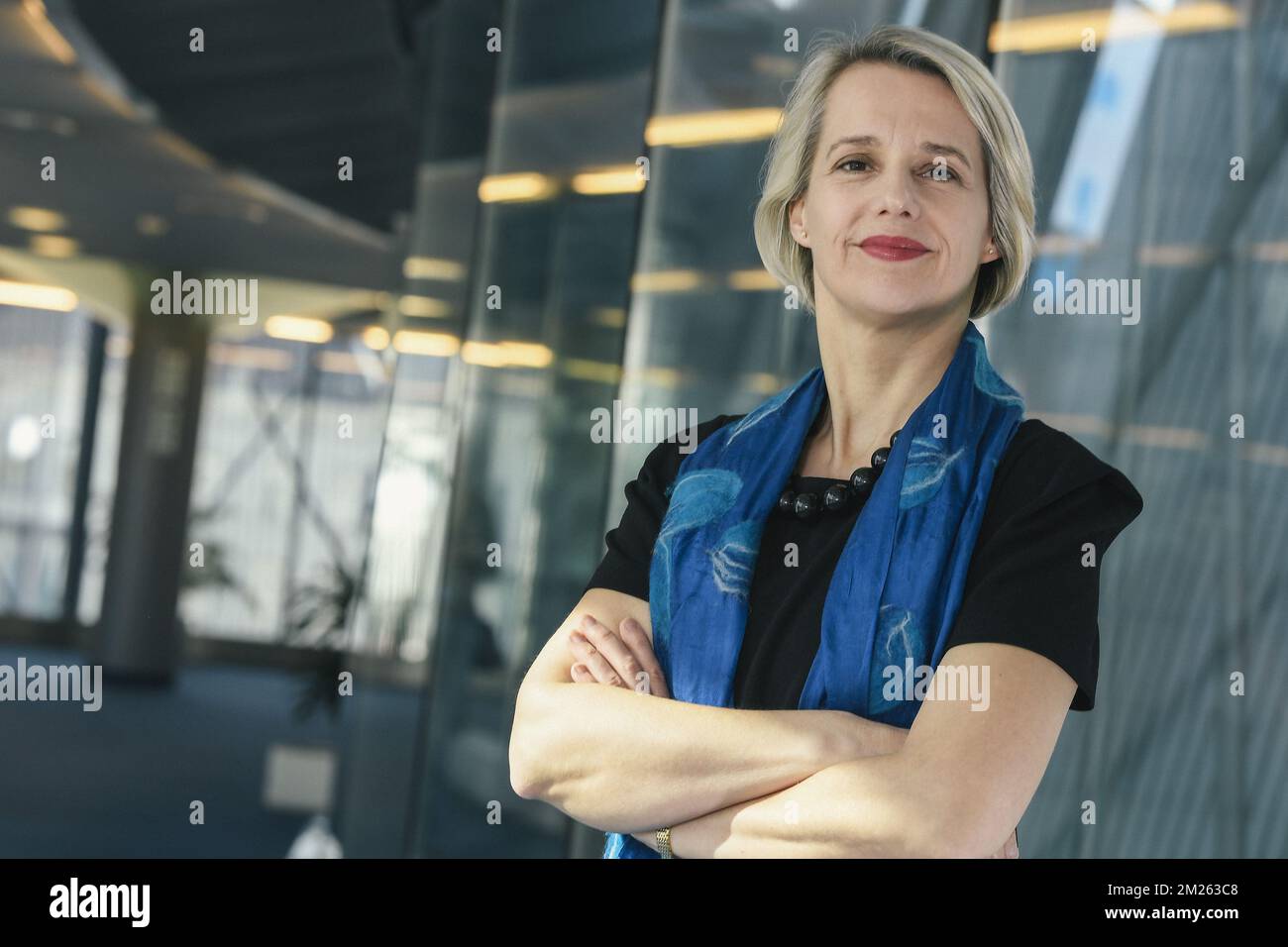 European parliament member Helga Stevens poses for photographer during ...