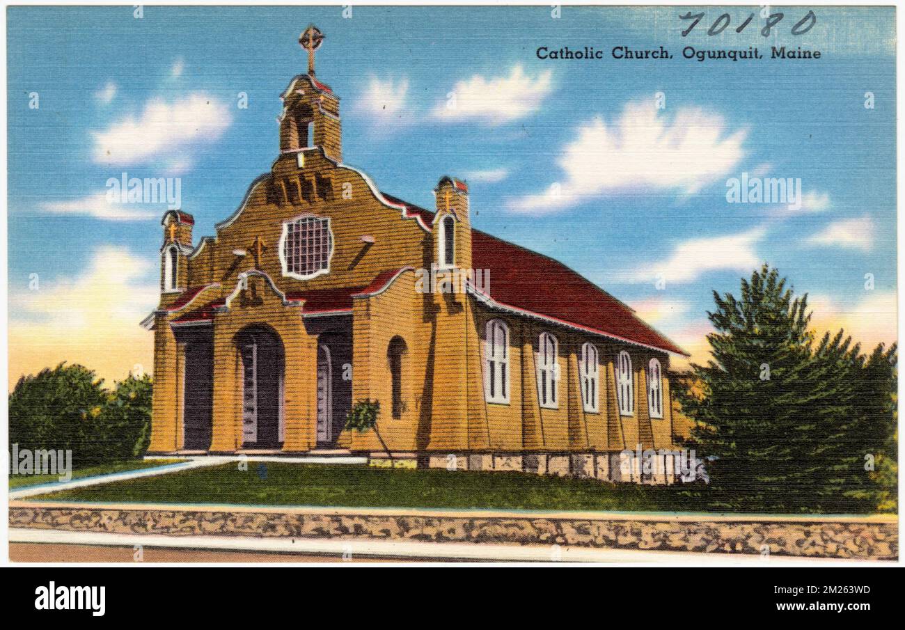 Catholic Church, Ogunquit, Maine , Churches, Tichnor Brothers Collection, postcards of the ...