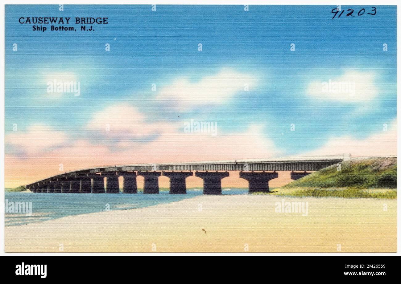 Causeway Bridge, Ship Bottom, N.J. , Bridges, Beaches, Tichnor Brothers ...