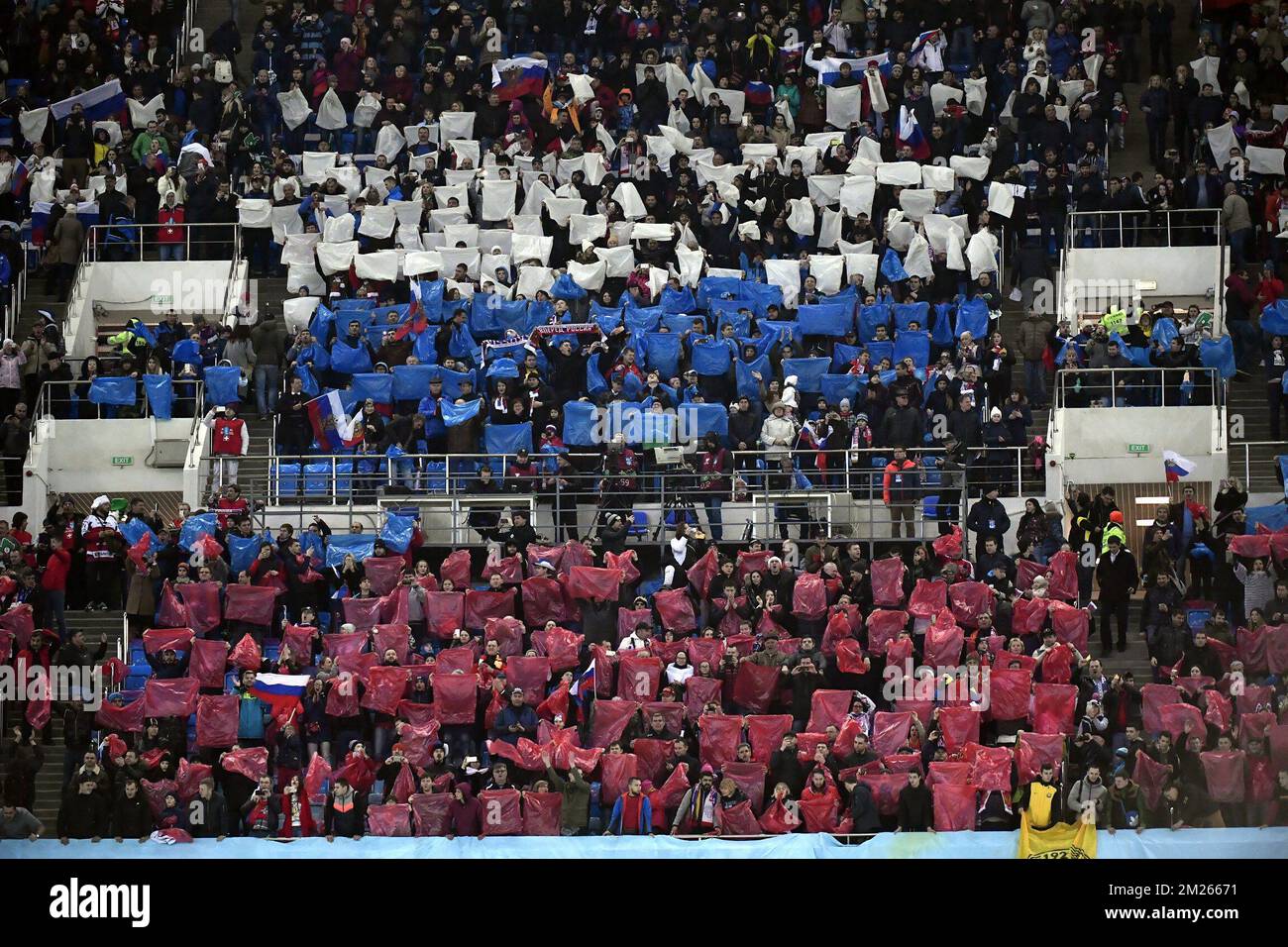 Russia's supporters pictured during a friendly game between Belgium's ...