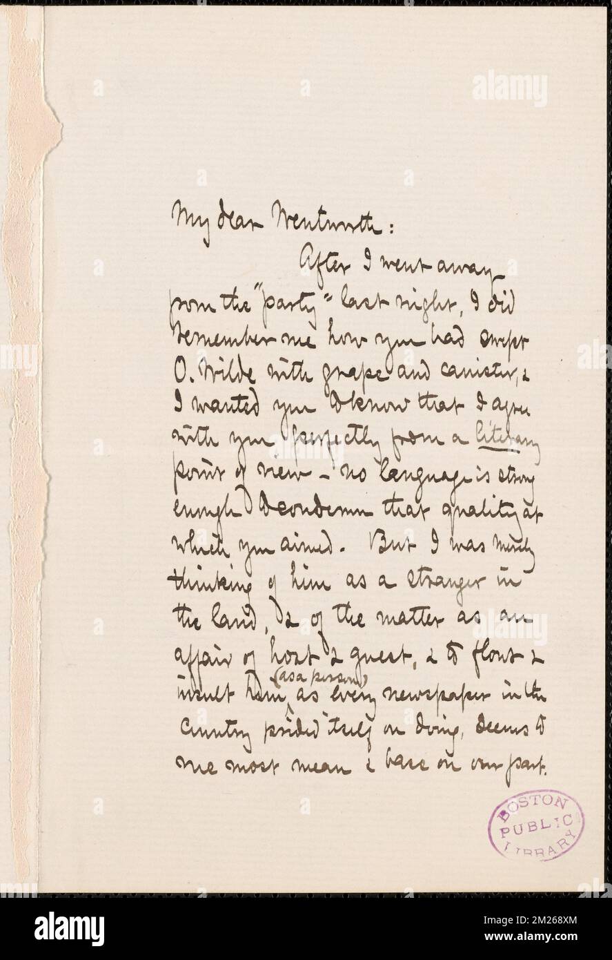 Celia Thaxter autograph letter signed to Thomas Wentworth Higginson ...