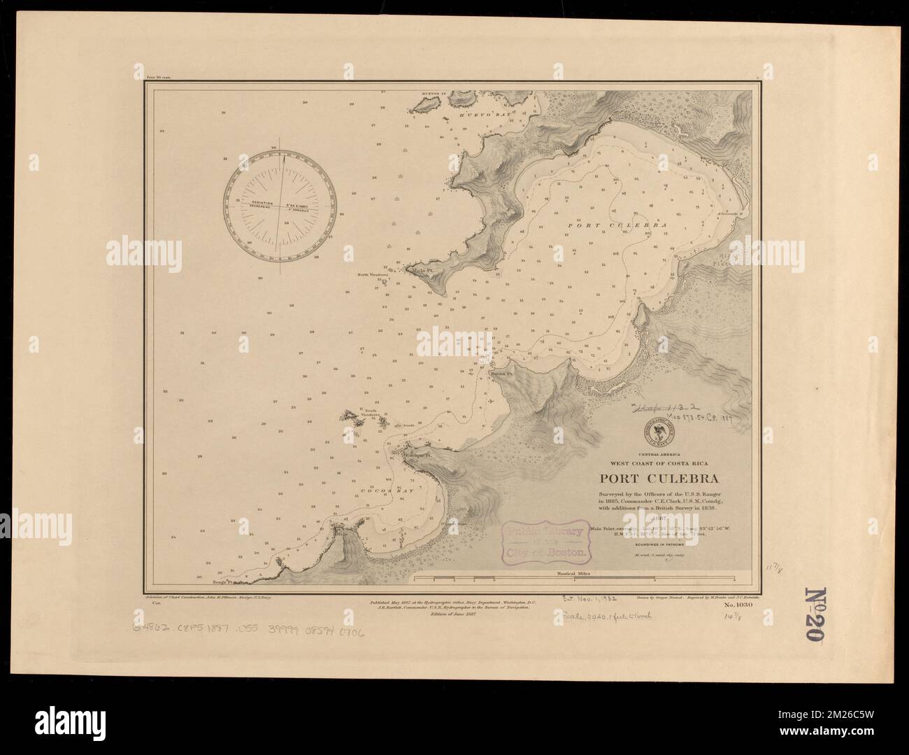 Central America, west coast of Costa Rica, Port Culebra , Nautical ...