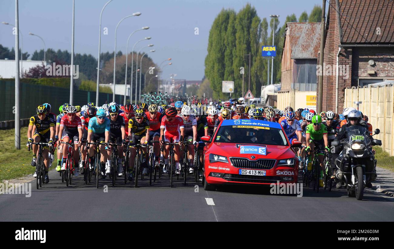 Illustration picture shows the pack of riders at the start of the ...