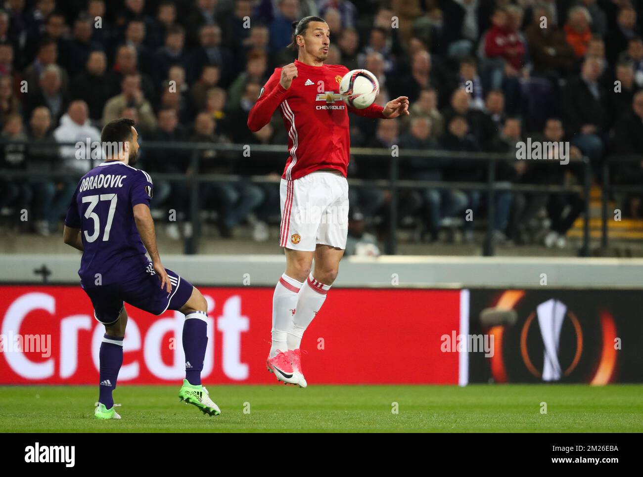 Anderlecht's Ivan Obradovic and Manchester's Zlatan Ibrahimovic fight ...