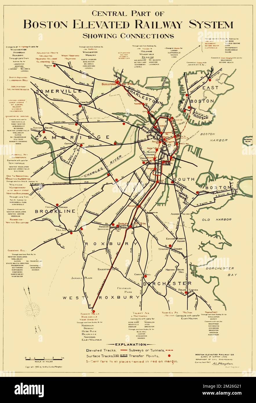 Central part of Boston Elevated Railway system showing connections ...