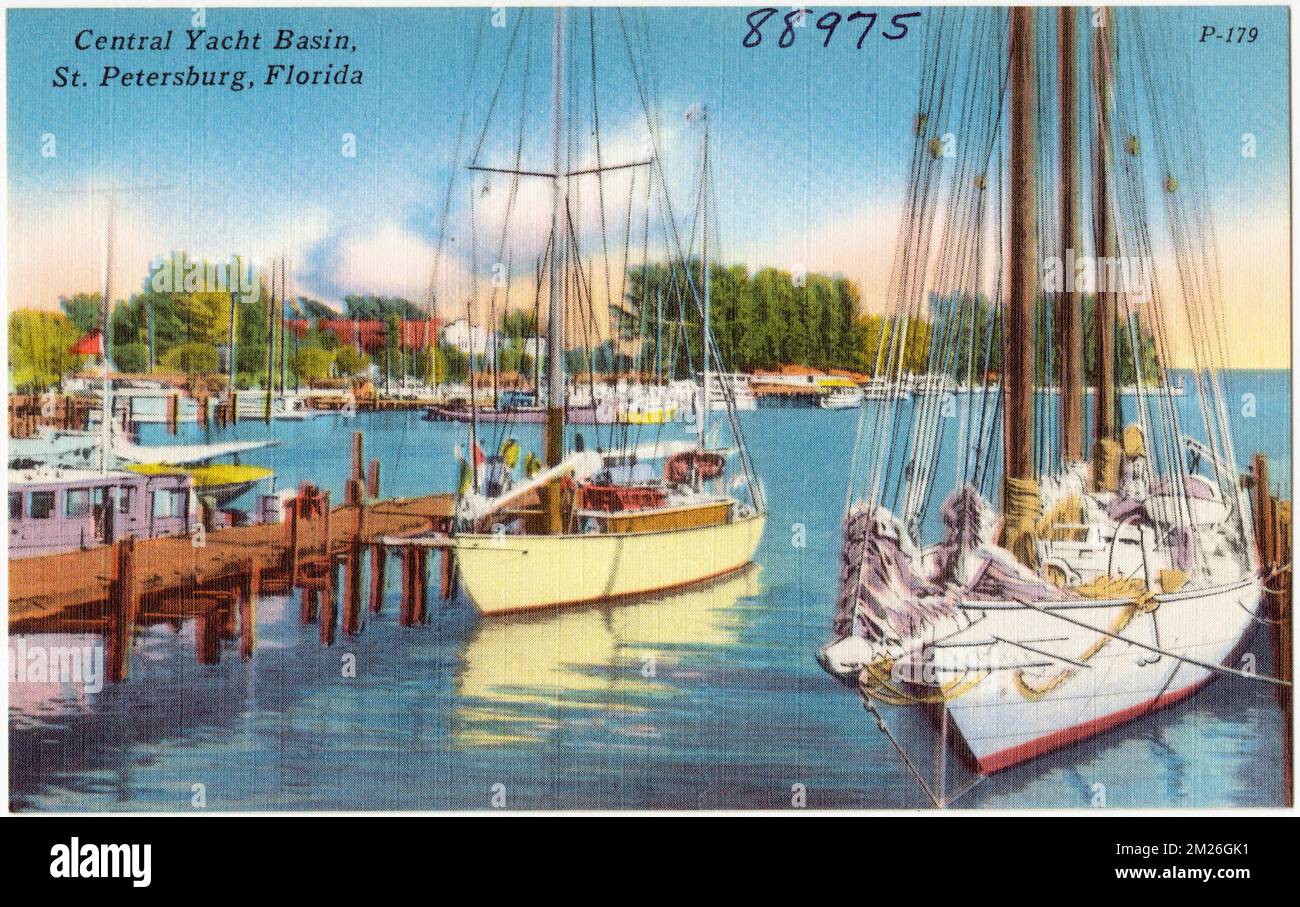Central yacht basin, St. Petersburg, Florida , Boats, Tichnor Brothers ...